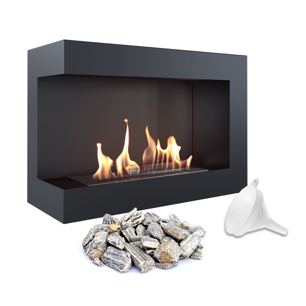 Wall mounted bio-fireplace DELTA 700 left-sided set mix | Kratki