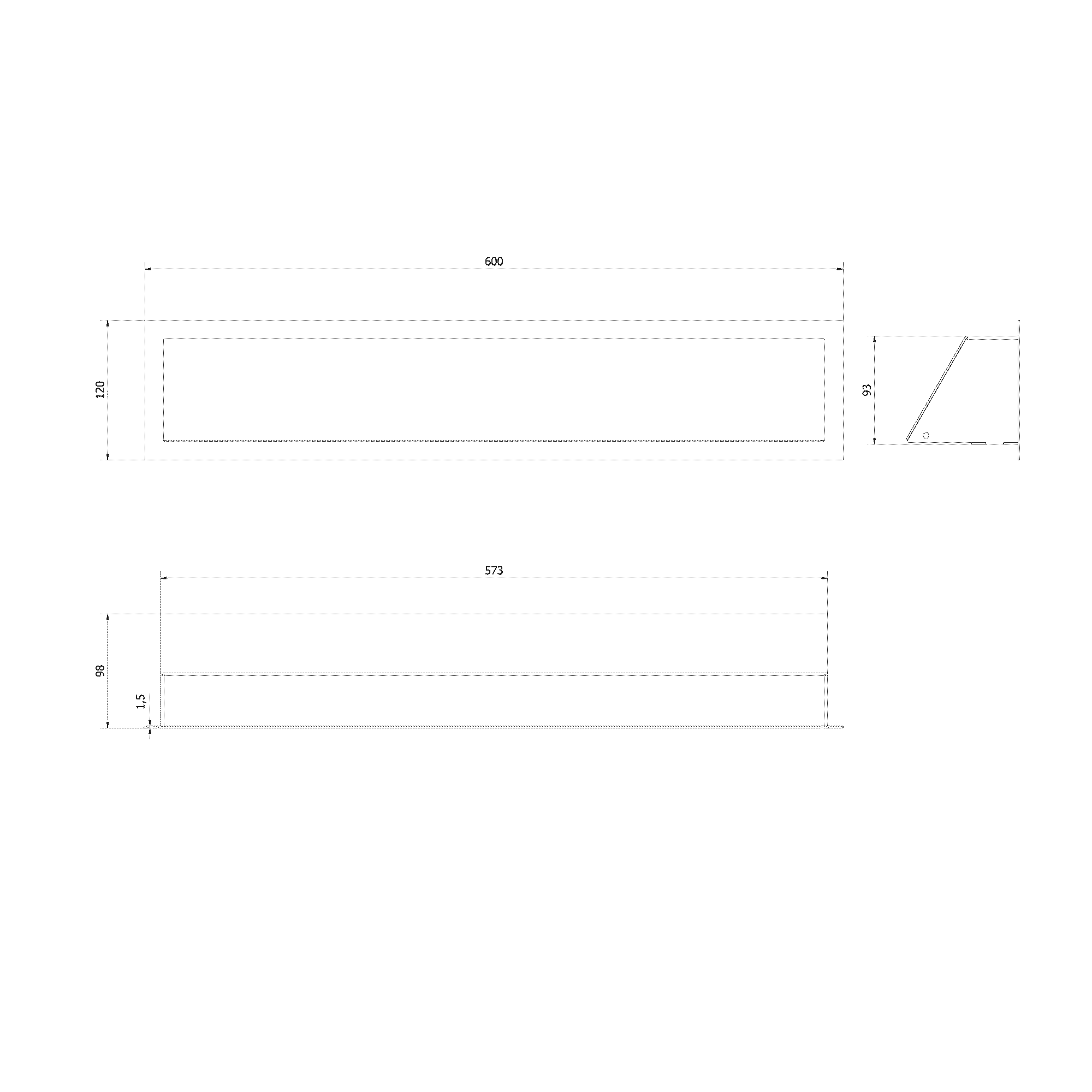Grid LUFT 120x60 45Degrees black | Kratki
