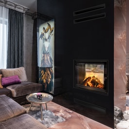 Insert cheminée en acier KRATKI LUCY TUNNEL 12 kW Ø 200 revêtement noir ...